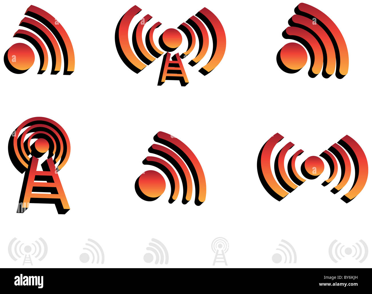 Set of 6 audio icons in 3D Stock Photo - Alamy