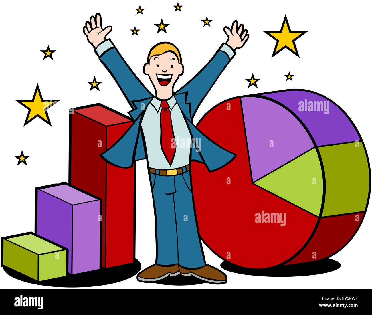 Cartoon of businessman magically making profit for companies Stock ...