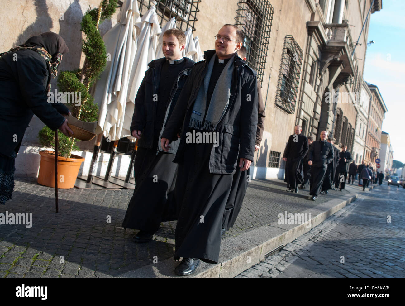 Vatican Priests walking street in row Rome Italy Europe Stock Photo - Alamy