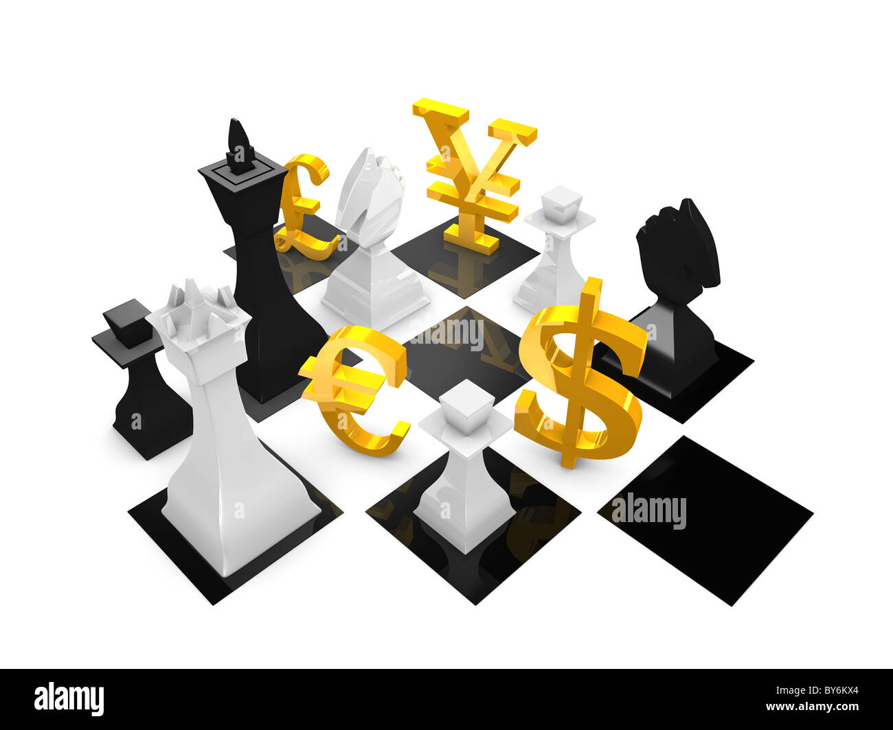 Conceptual graphic, currency war, isolated on white background Stock ...