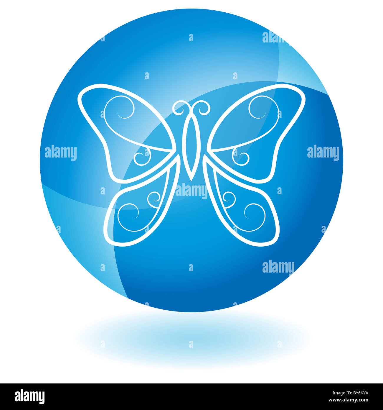 A 3D blue icon button - butterfly Stock Photo - Alamy