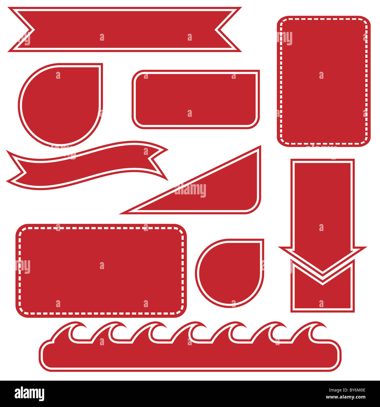 Set of multiple web labels and icons - red Stock Photo - Alamy