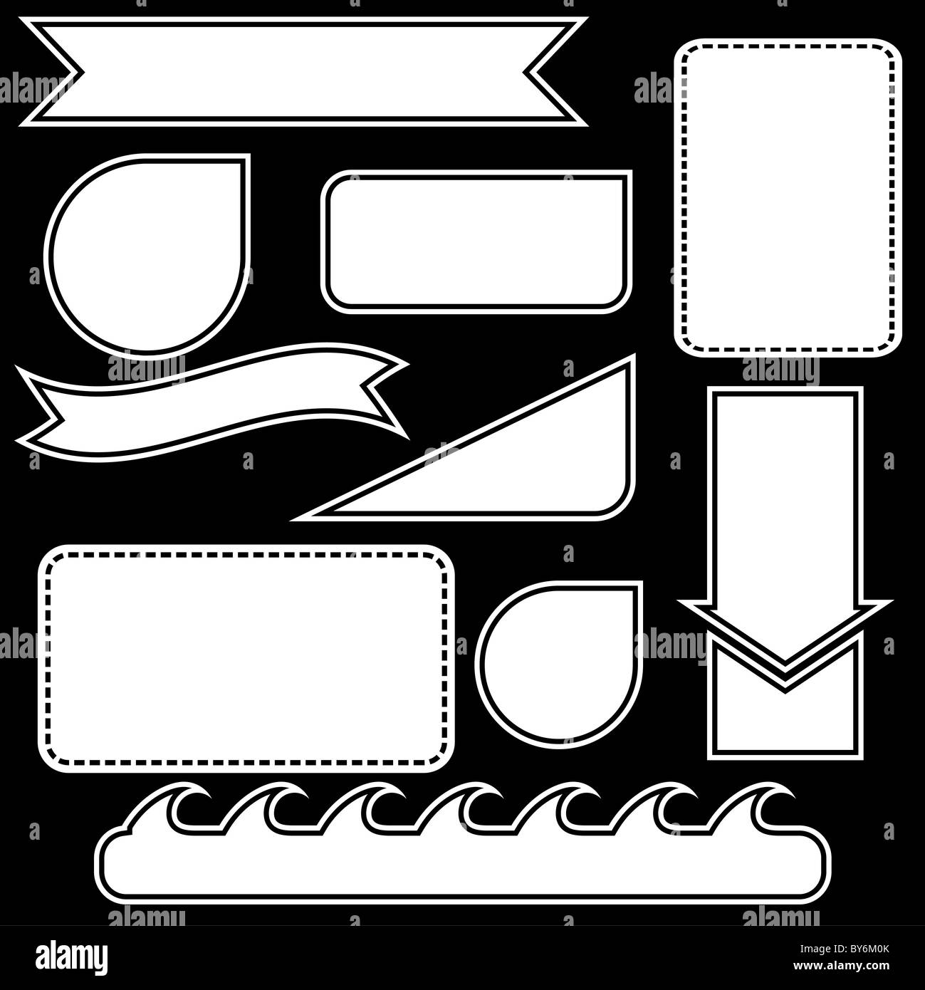 Set blank rectangle labels Black and White Stock Photos & Images - Alamy