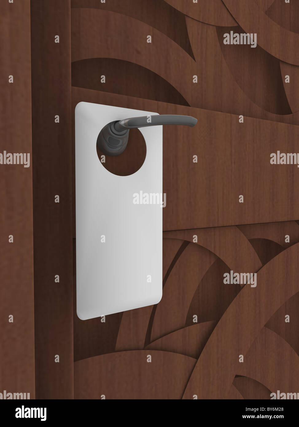 3d rendering, Sign on the door handle, isolated on white background ...