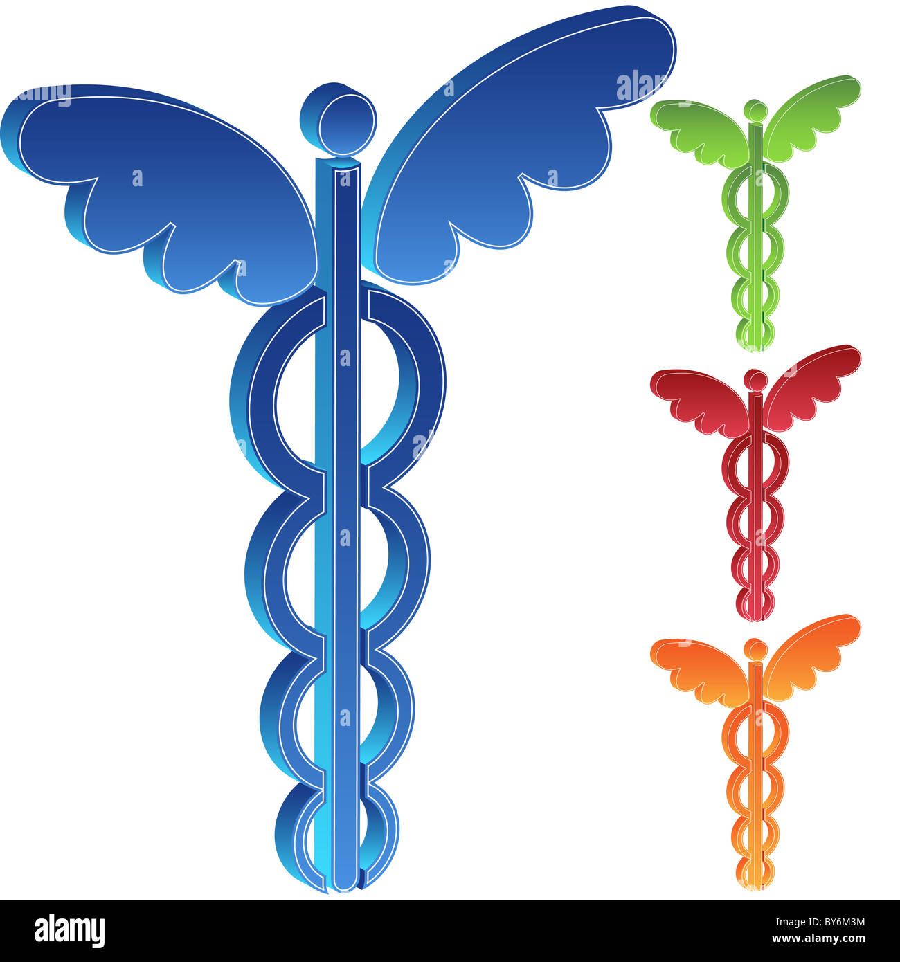 Set of 4 3D caduceus icons in assorted colors Stock Photo - Alamy