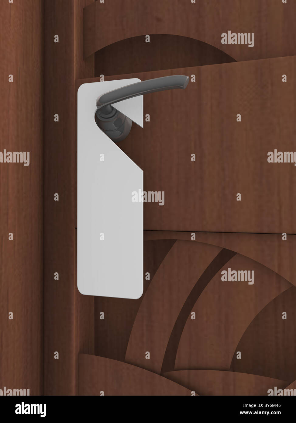 3d rendering, Sign on the door handle, isolated on white background ...