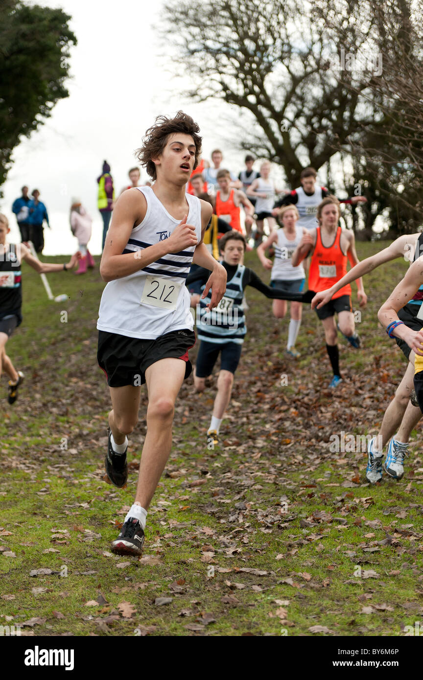 Youth Cross Country Championship Running Kent race leading front pack ...