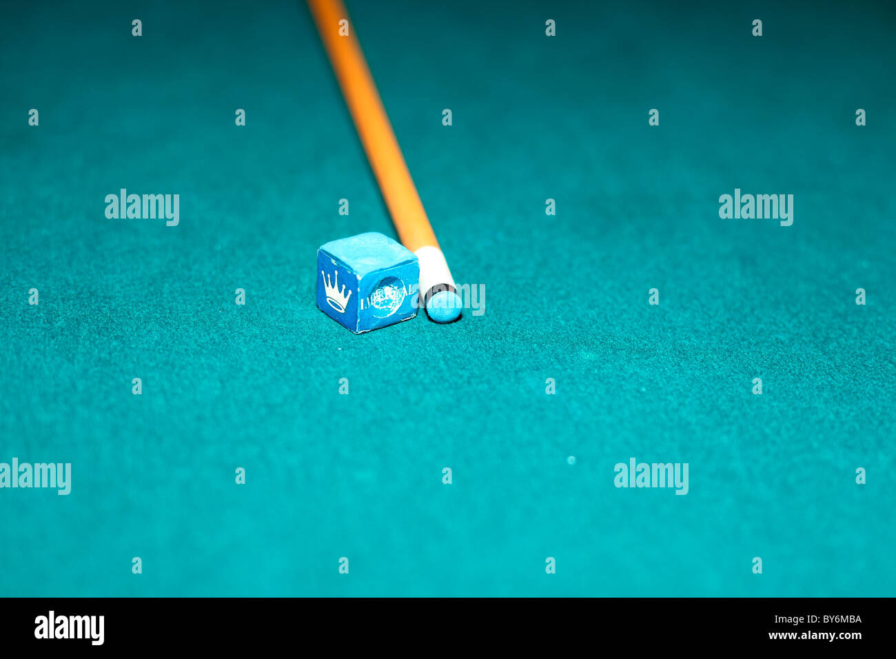 Pool table with square of blue chalk hi-res stock photography and ...