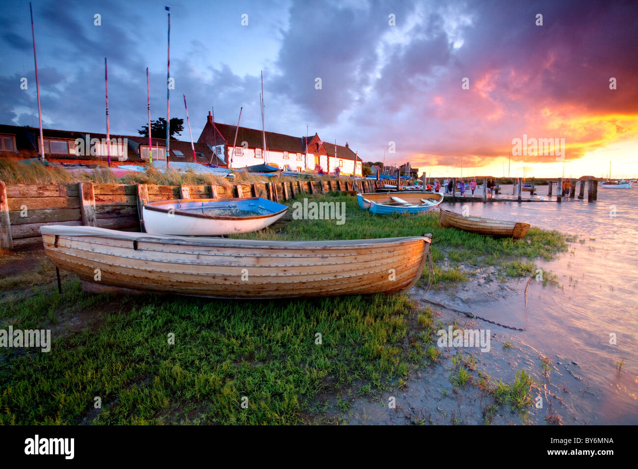 Last light at Burnham Overy Staithe on the North Norfolk Coast Stock ...