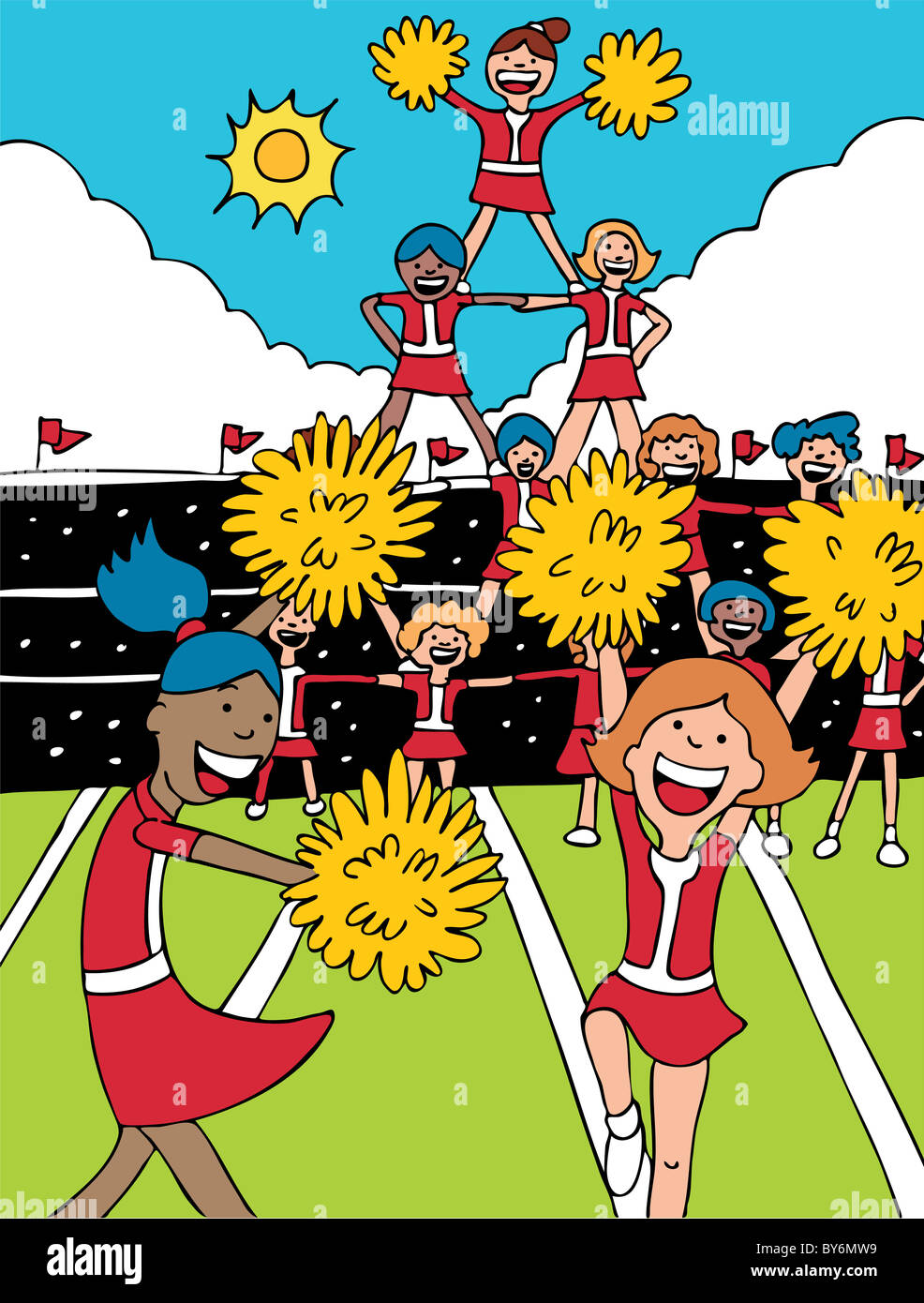 Cheerleading Pyramids Clipart