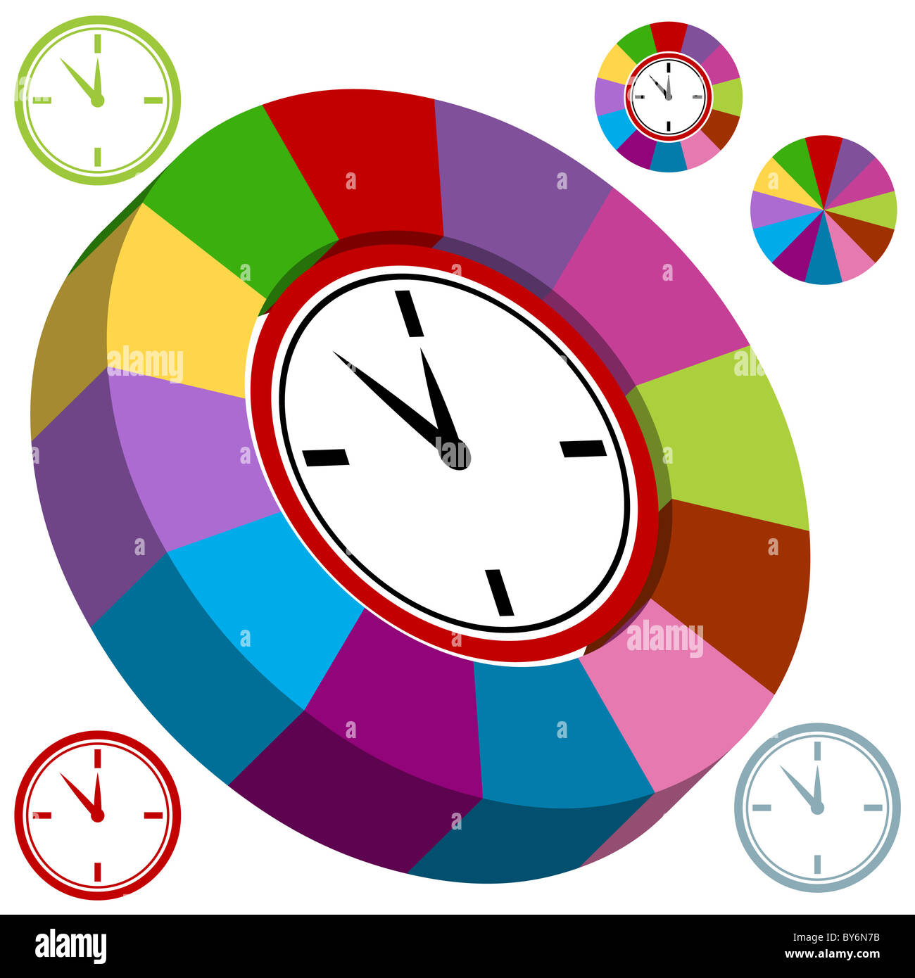 Business clock chart isolated on a white background Stock Photo - Alamy