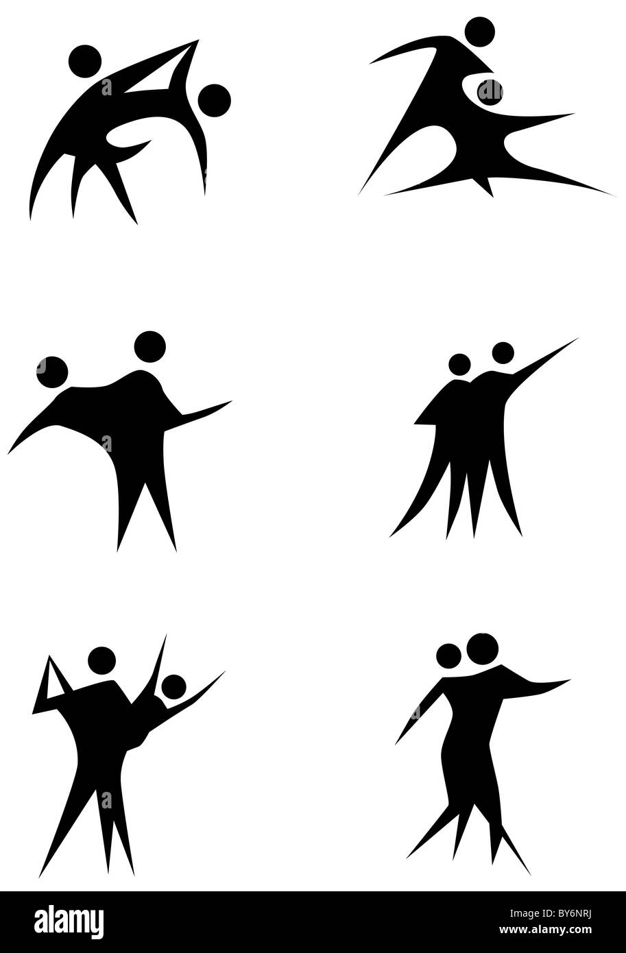 Couple dancing stick figure set isolated on a white background Stock ...