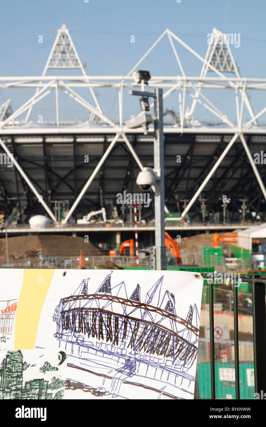 UK. LONDON 2012 OLYMPIC STADIUM. ARTWORK BY LOCAL SCHOOLS Stock Photo ...