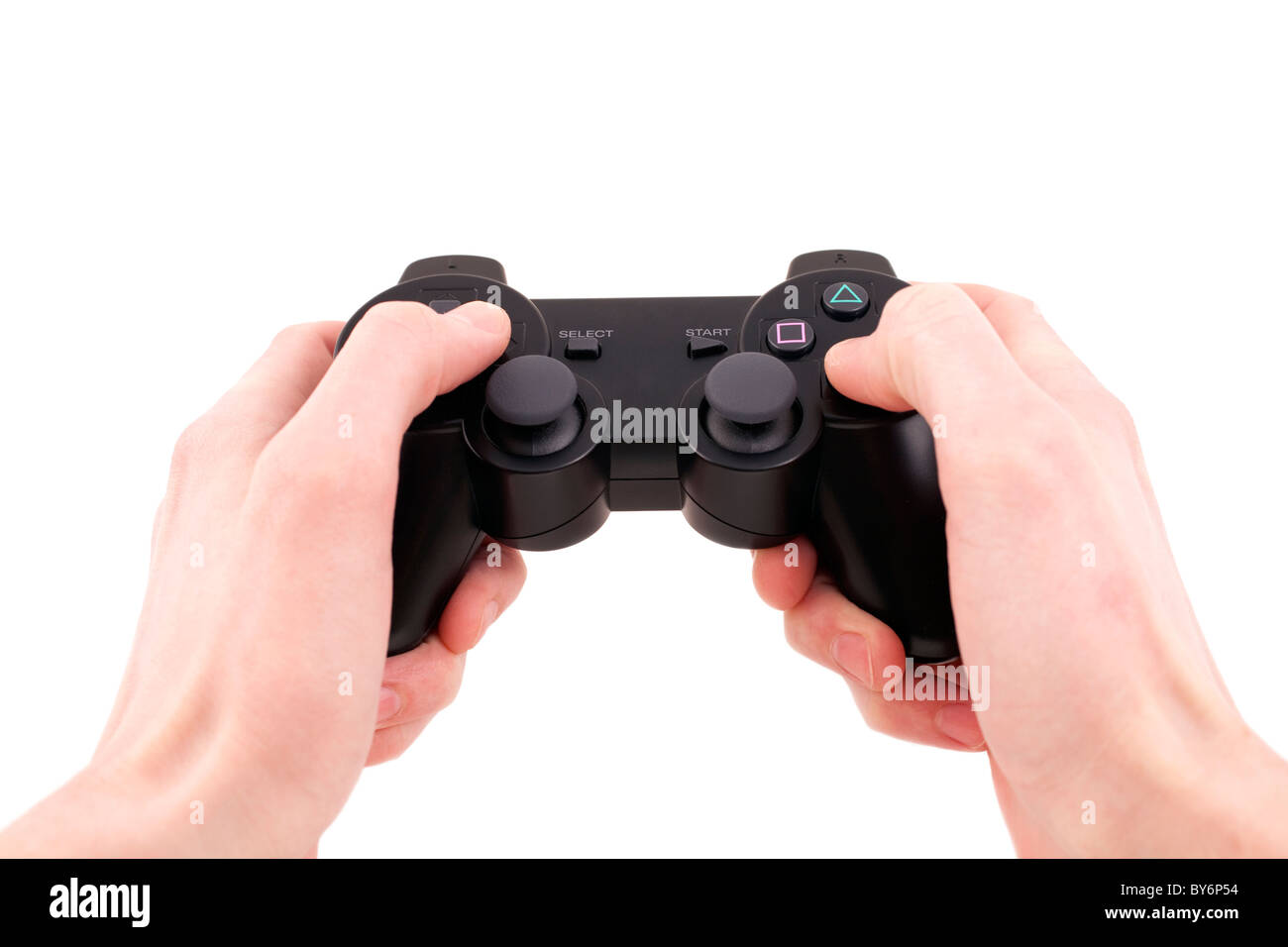 video game controller in hand isolated on white background Stock Photo ...