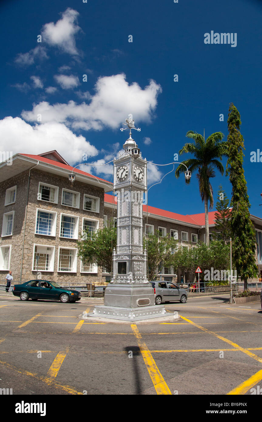 Seychelles, Island of Mahe. Capital city of Victoria. Historic downtown ...