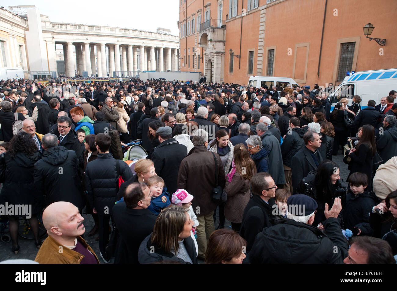 people crowd blessing in Vatican city Rome Italy saint Peter's square ...