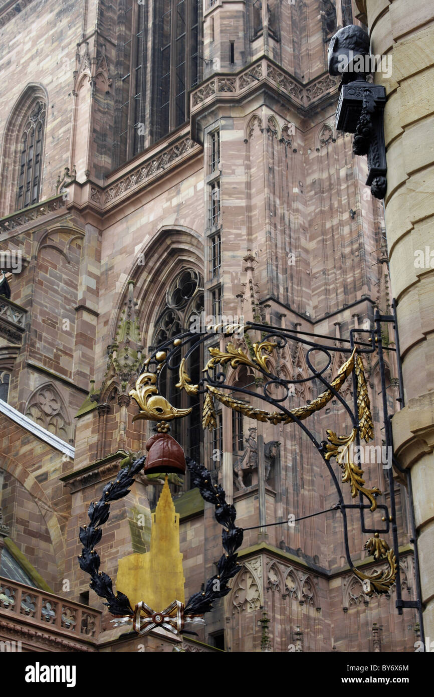 France Alsace Strasbourg Notre Dame Cathedral Gothic church facade ...