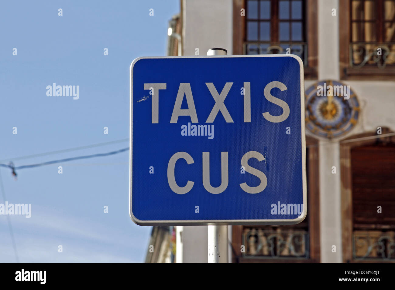 France Alsace Strasbourg street scene shop signs restaurant cafe sign ...