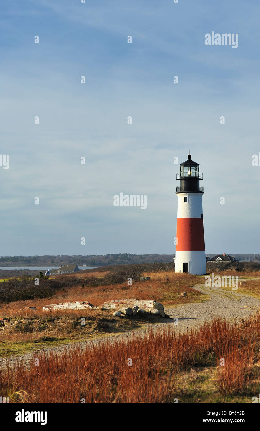 Sankaty Head Light Lighthouse on the island of Nantucket, Massachusetts ...