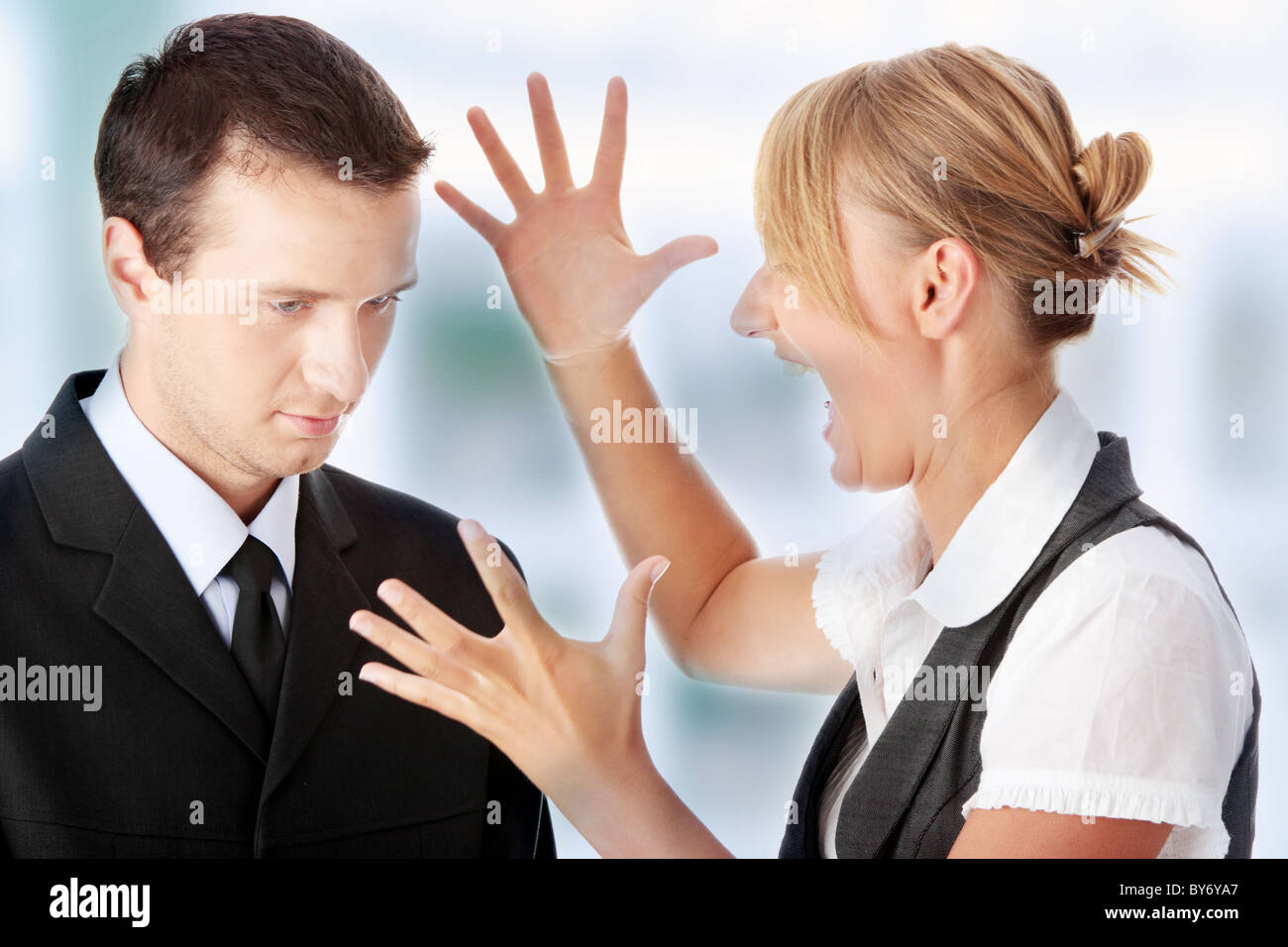 Work Colleagues arguing in office Stock Photo - Alamy