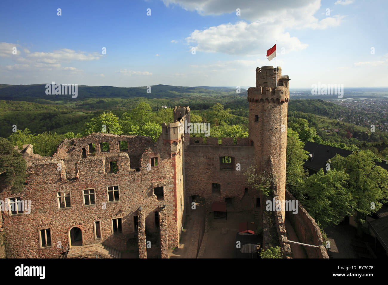 Great hall and southern tower, Auerbach castle, near Bensheim ...