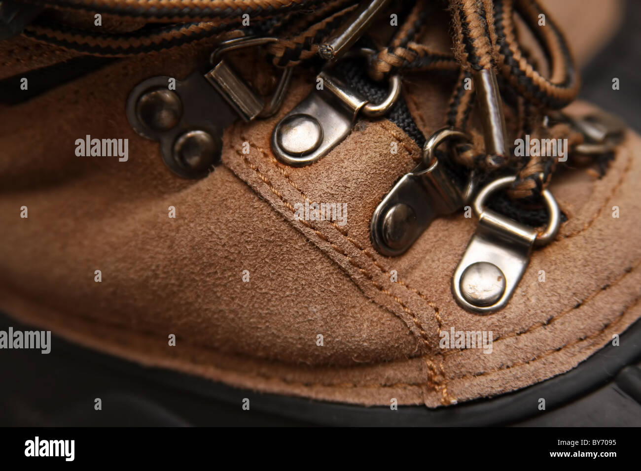 close up of a brown leather work boot Stock Photo - Alamy