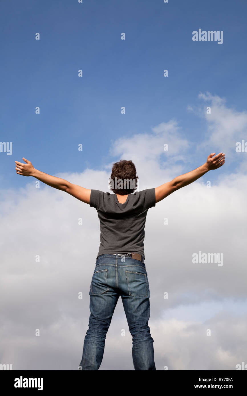 young teenager with the arms outstretched in outdoor Stock Photo - Alamy