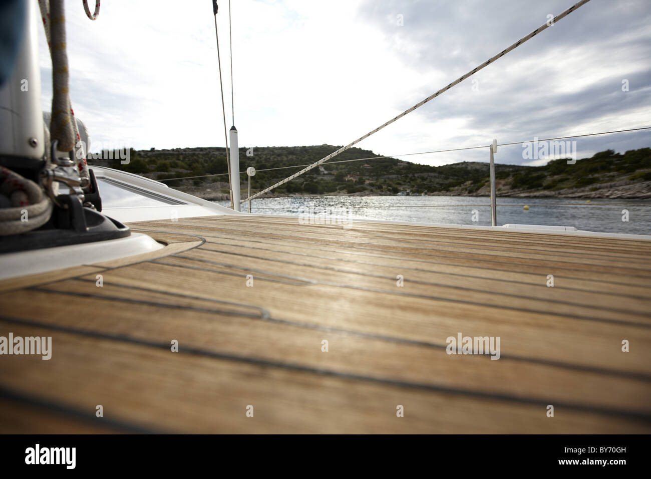 Bow of a sailingboat at the Kornati archipelago, Croatia, Europe Stock ...