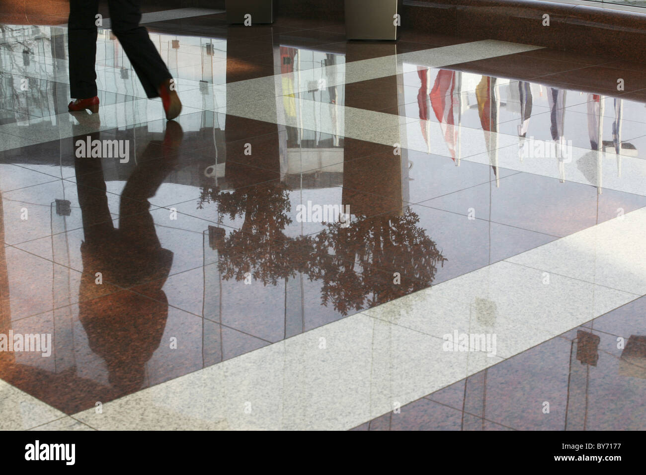 Floor of entrance hall of Messeturm, Frankfurt am Main, Hesse, Germany ...