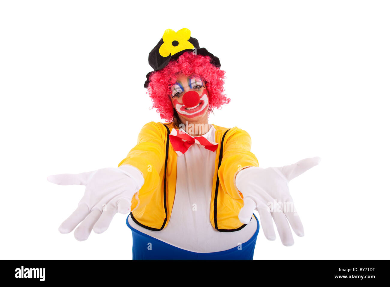Funny clown with arms open (isolated on white Stock Photo - Alamy