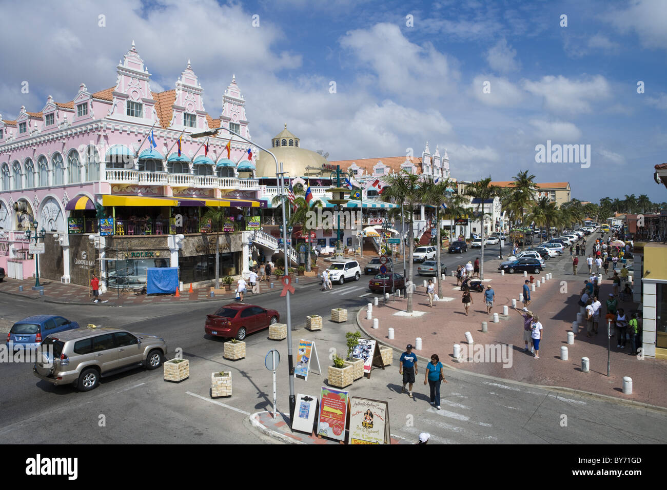 Colorful Dutch-influenced architecture, Oranjestad, Aruba, Dutch ...