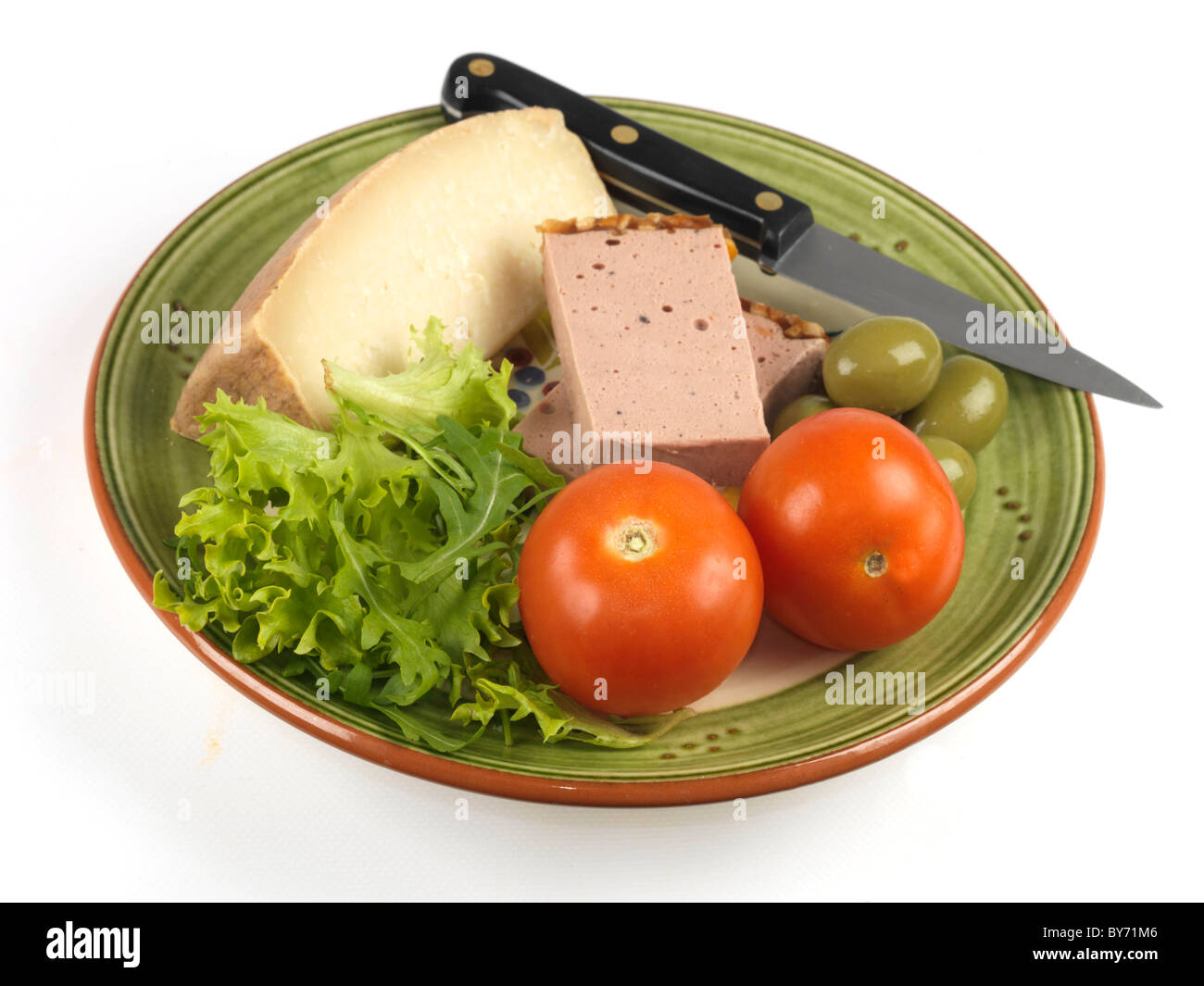 Cheese and Pate Ploughmans' Lunch Platter With Salad Rocket Leaves ...