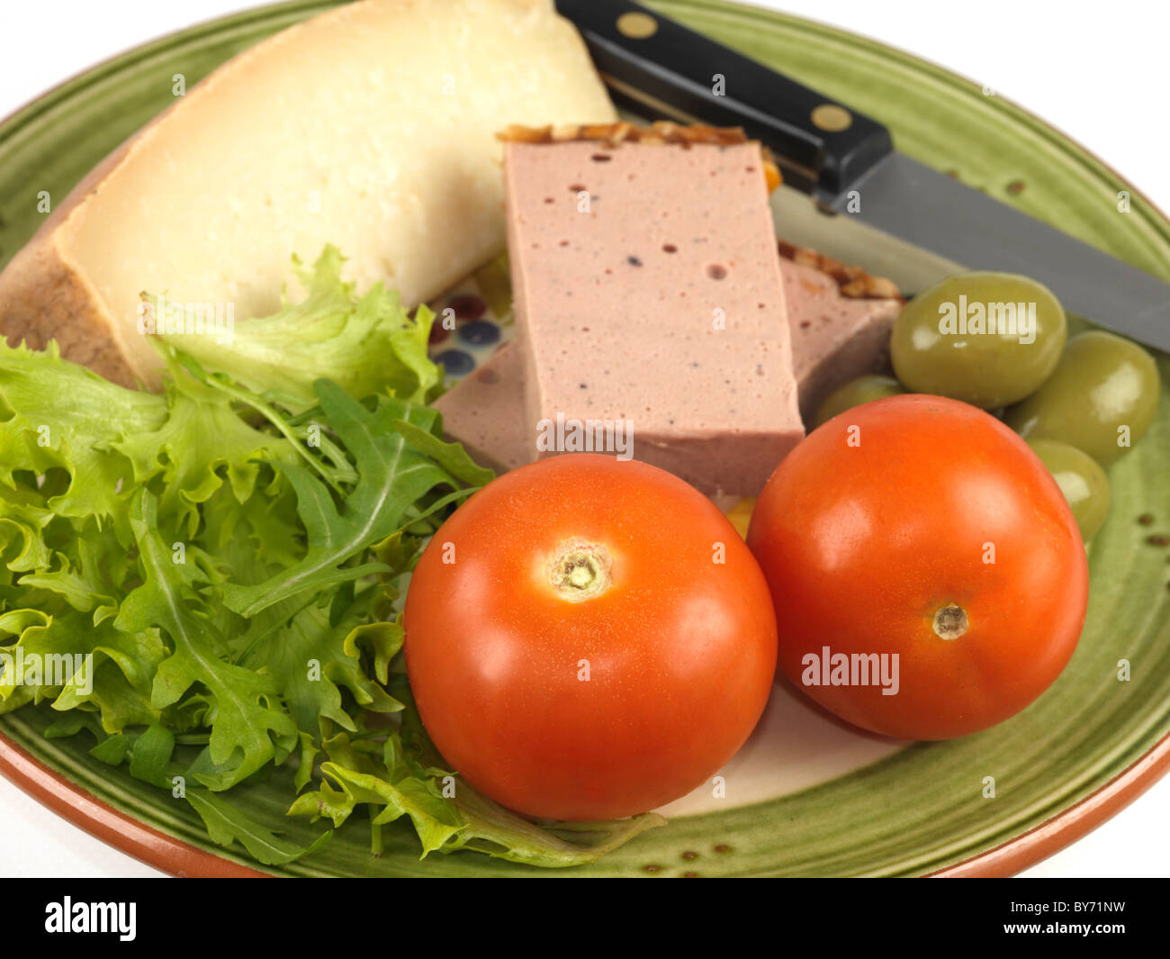 Cheese and Pate Ploughmans' Lunch Platter With Salad Rocket Leaves ...