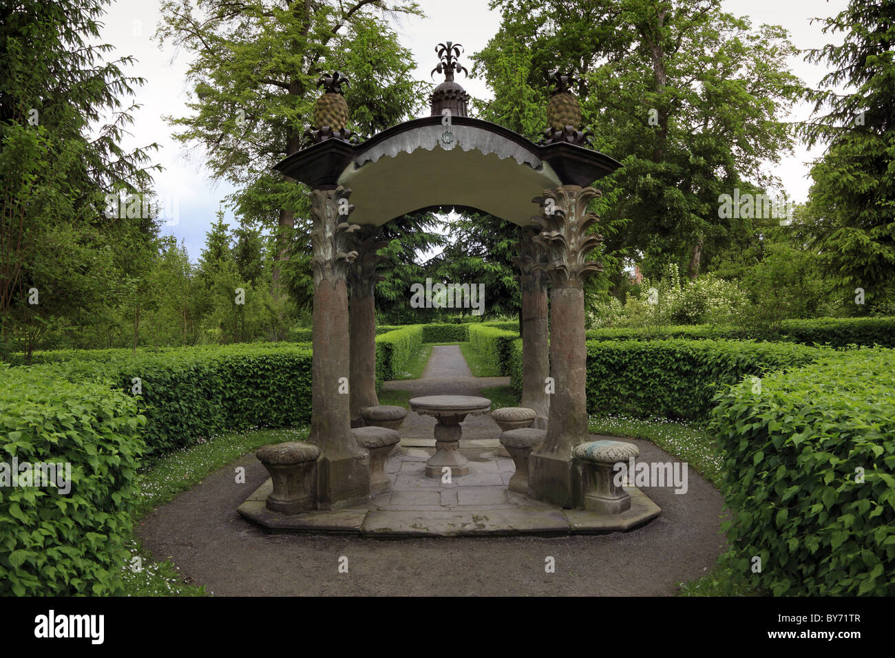 pavilion, Rococo garden, Veitshoechheim castle, Main river, Franconia ...