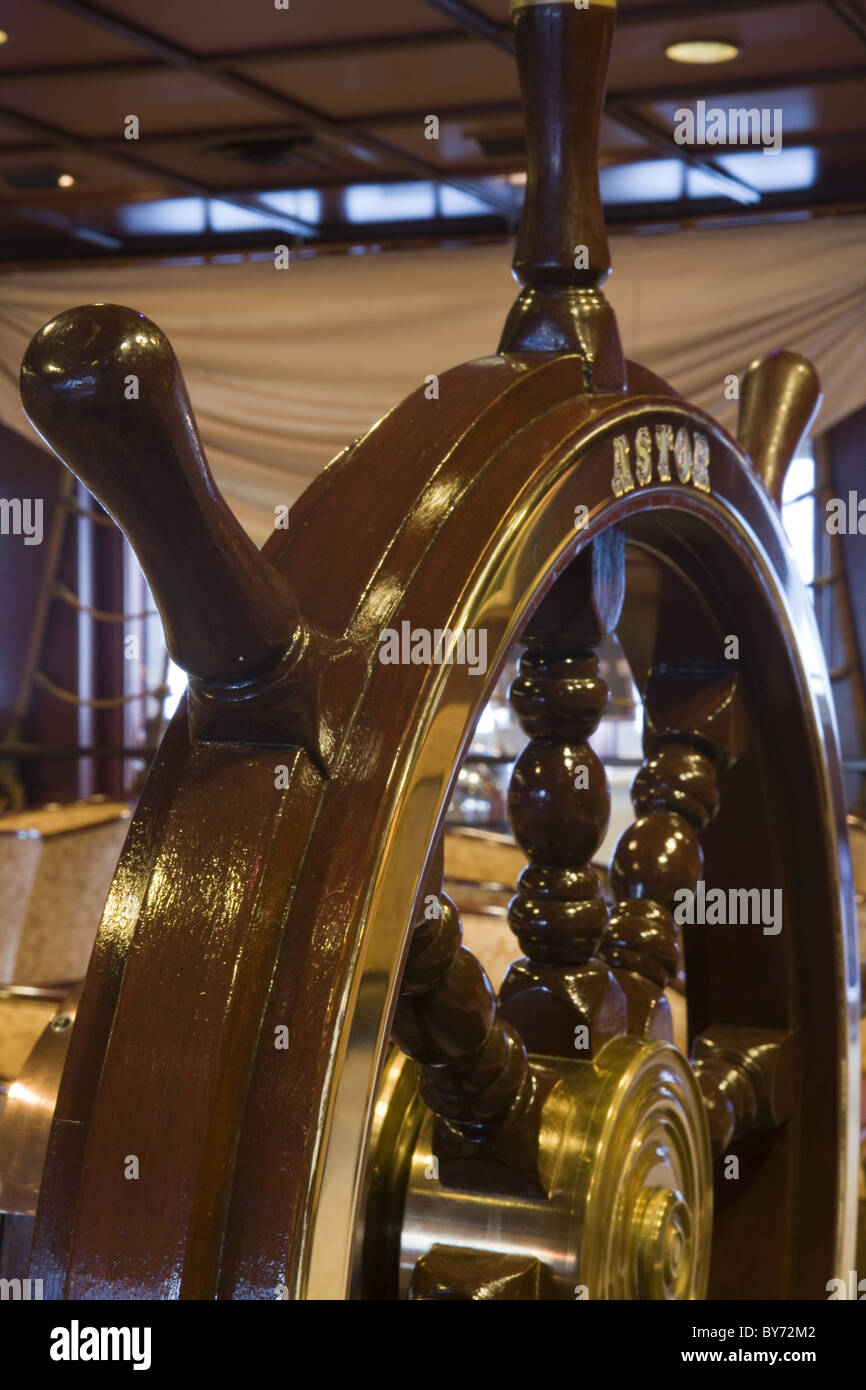 Steering Wheel in Captain's Club aboard Cruiseship MS Astor, near North ...