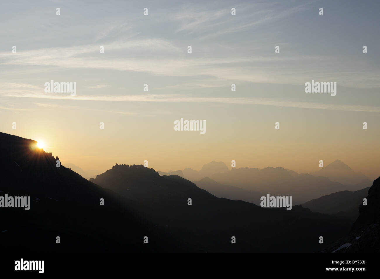 Sunrise over the Dolomites seen from Marmolada, Marmolada, Dolomites ...