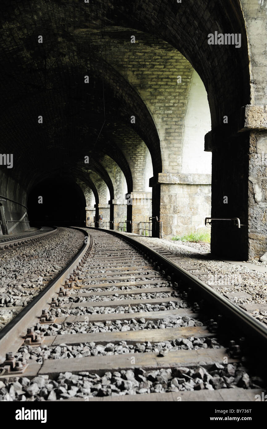 Track running through a railway gallery, Semmering railway, UNESCO ...