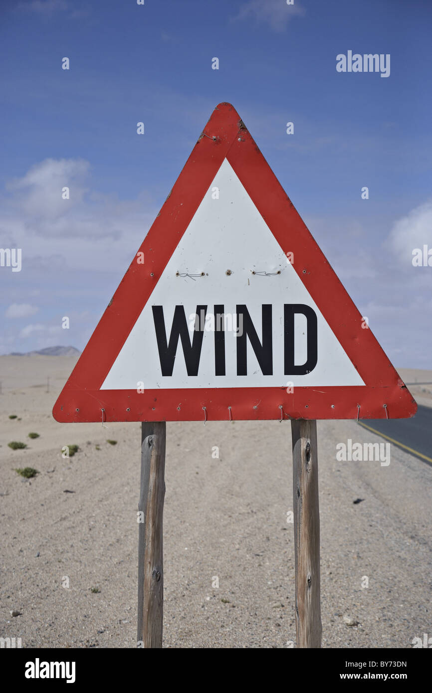 Warning sign on the roadside in the desert, Namibia, Africa Stock Photo ...