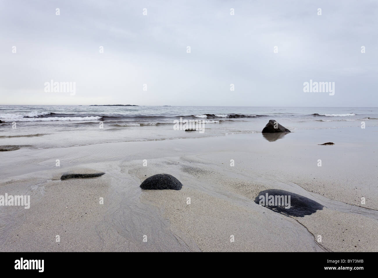Stones on the beach, Utakleiv, Vestvagoya island, Lofoten Islands ...