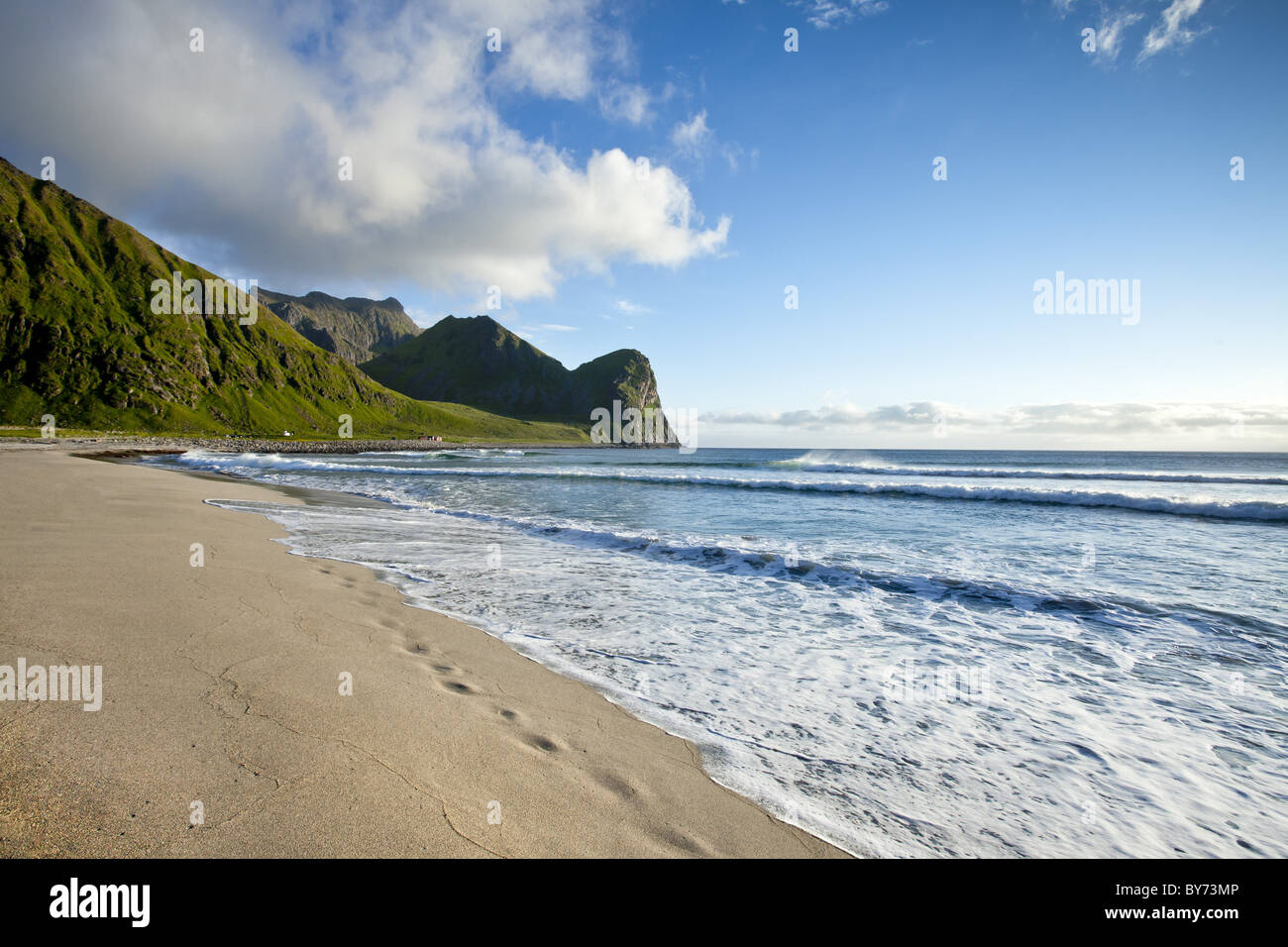 Unstad beach, Vestvagoya island, Lofoten Islands, North Norway, Norway ...
