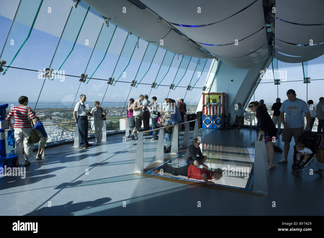People at Spinnaker Tower glass floor viewing platform, Portsmouth ...