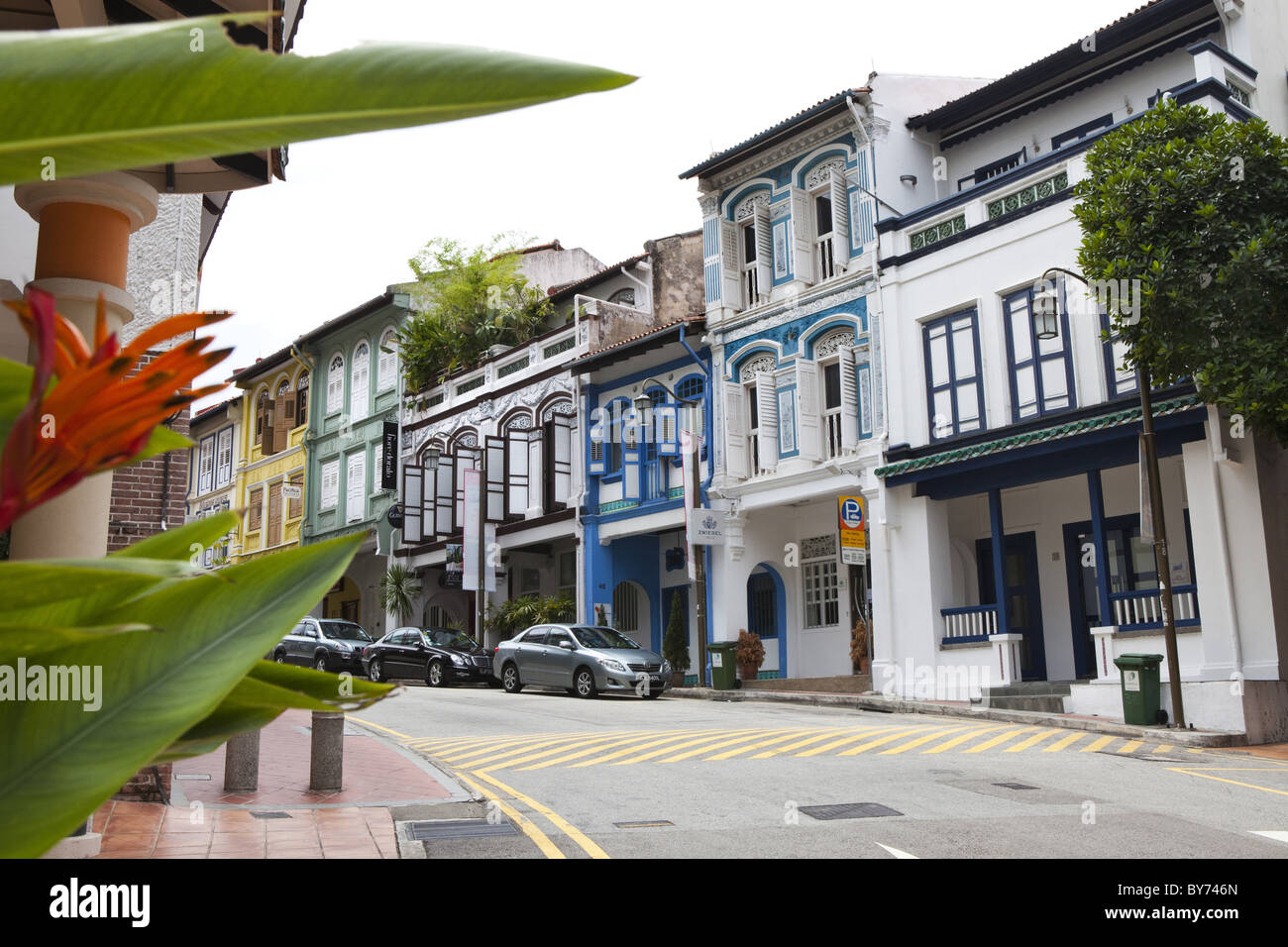 Historical Colonial style houses, Chinatown, Singapore, Asia Stock ...