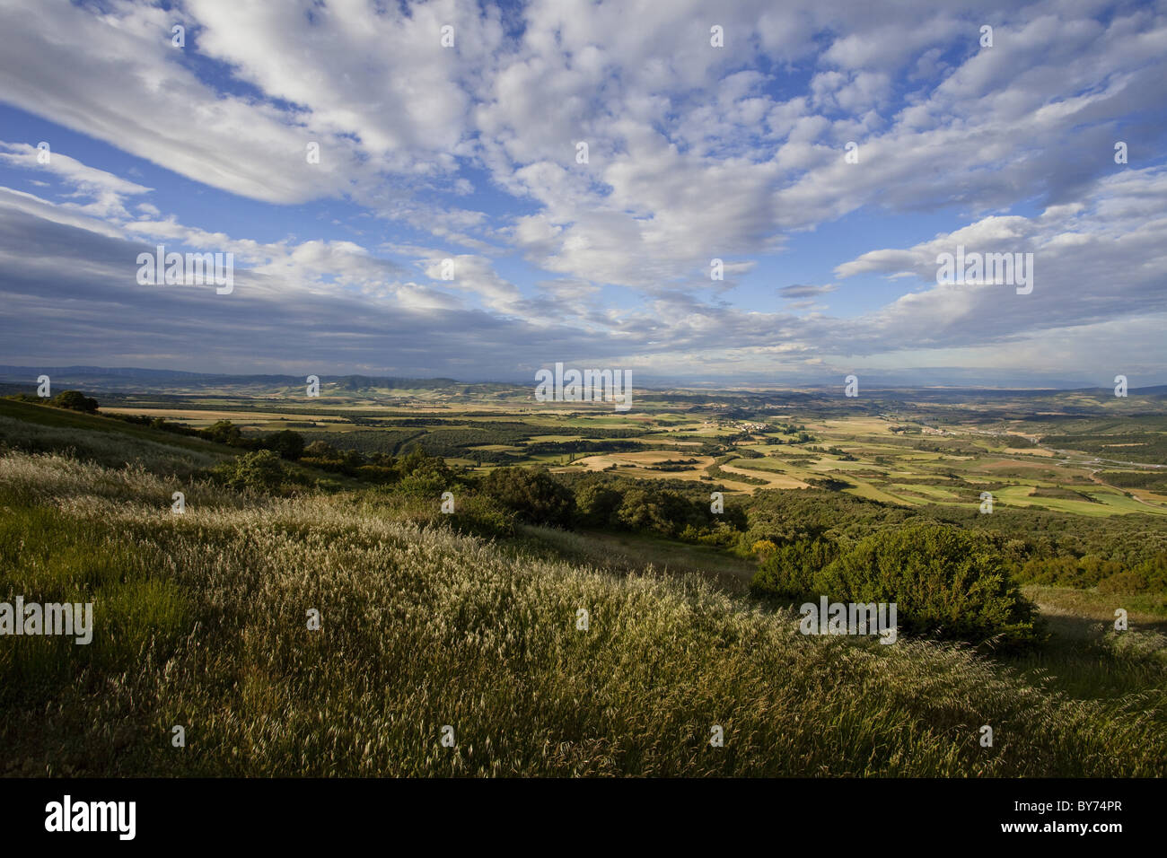 View from Alto del Perdon, Sierra del Perdon, near Pamplona, Camino ...