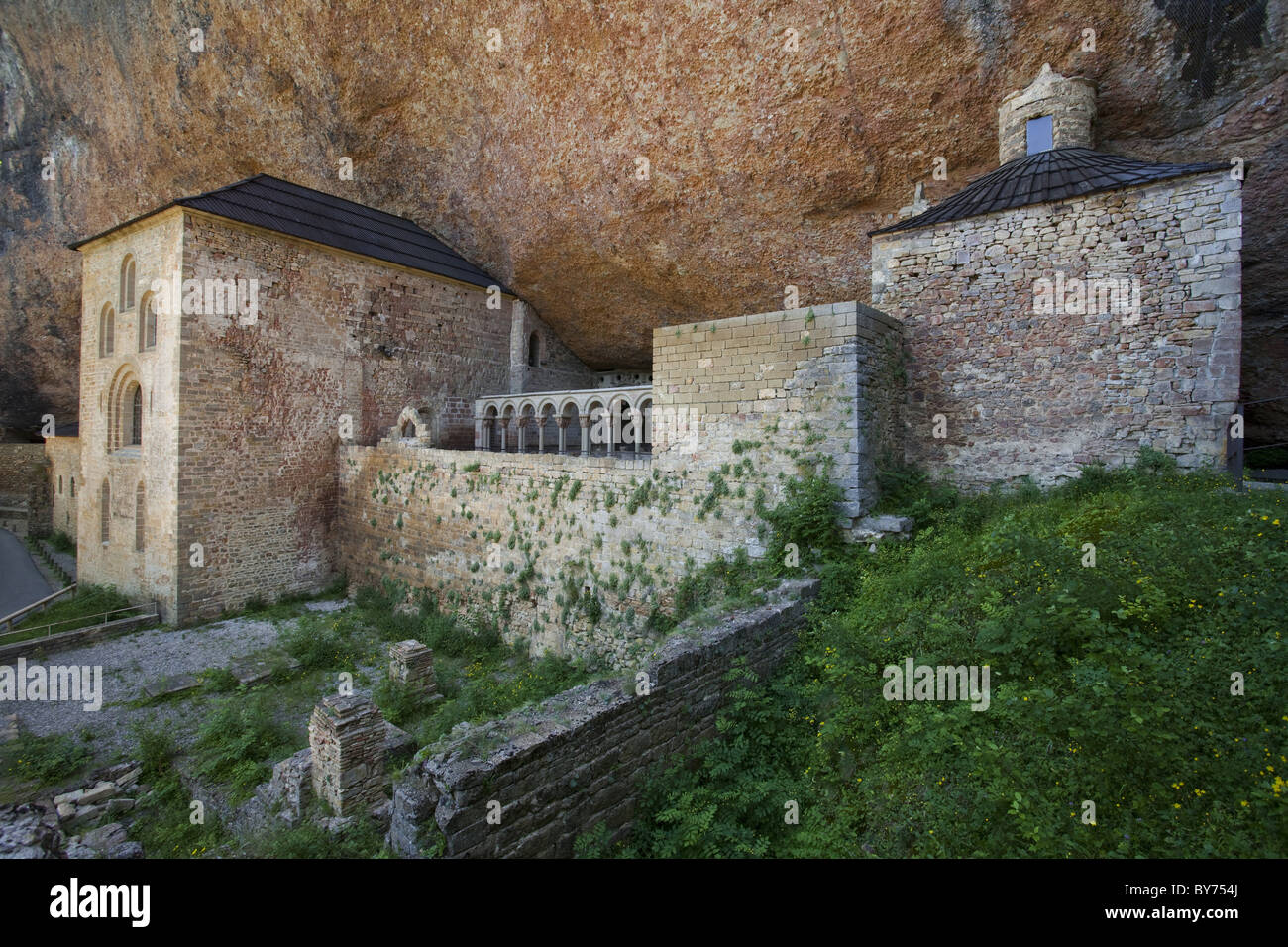 Monastery, Monasterio de San Juan de la Pena, rock formation, Sierra de ...