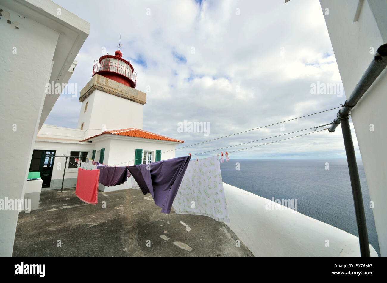 Clothesline at the lighthouse of Maia, Island of Santa Maria, Azores ...