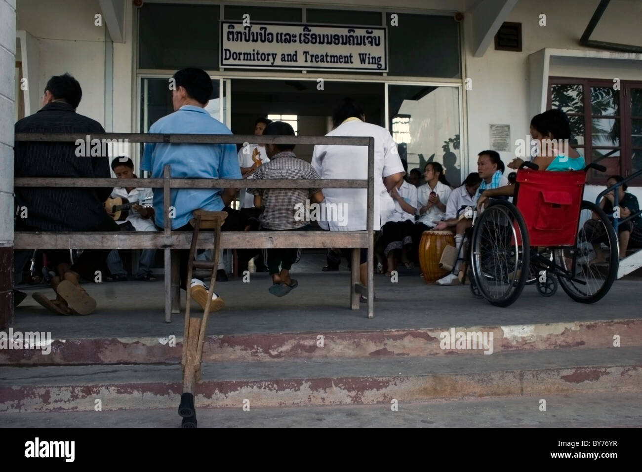 A group of hospital patients are enjoying music as rehab therapy at a ...