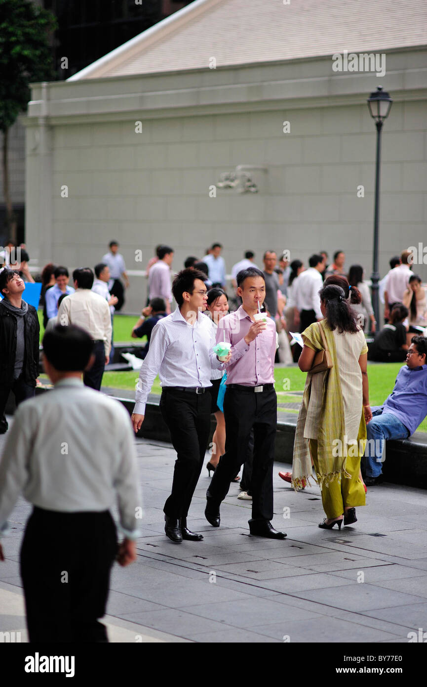 Two Business Guys Walking Through Raffles Place Singapore Stock Photo ...