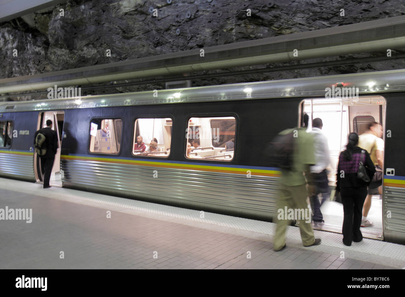 Atlanta Georgia,MARTA,Five Points Station,exposed bedrock,platform ...
