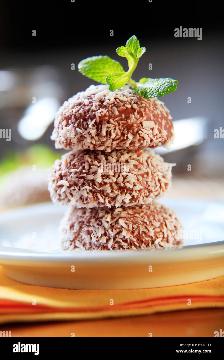 Coconut and chocolate confections Stock Photo - Alamy