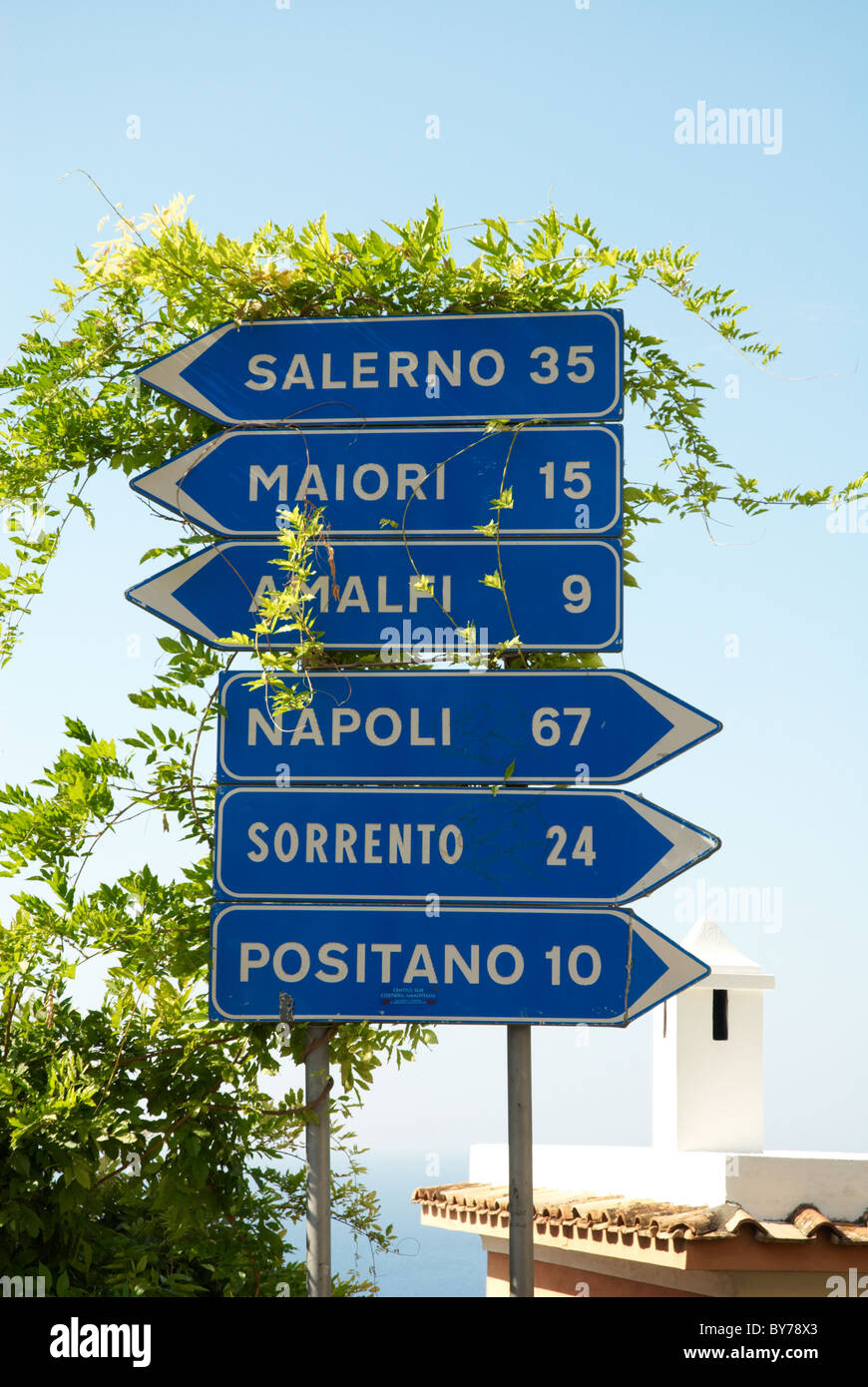 Amalfi coast road sign Stock Photo - Alamy